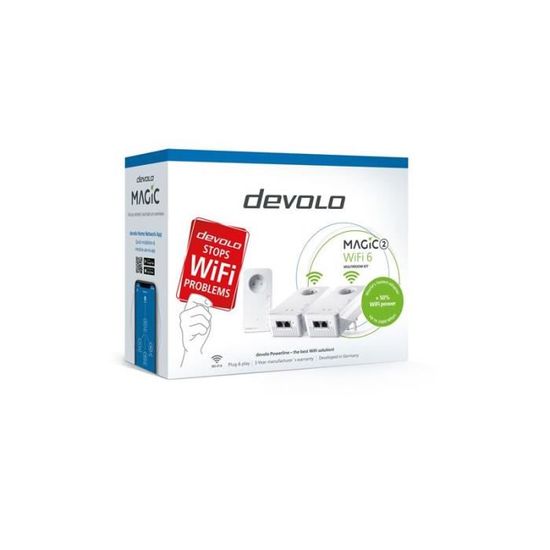 Kit Multiroom 2 adaptateurs CPL Devolo Magic 2 WiFi 6 Bi bande Blanc ...