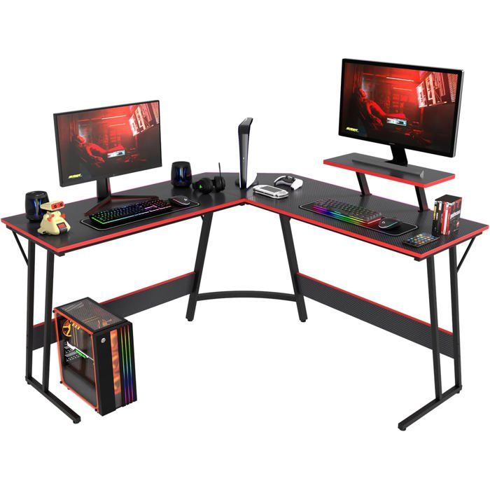 BestOffice Bureau Gaming d'angle 128x128x90cm Bureau en Forme de L ...
