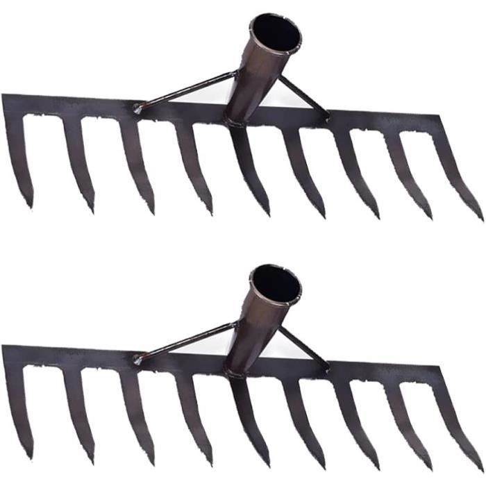 2 Pièces Jardin Râteau Fourche Creuser Heavy Duty Métal Râteau Tête ...