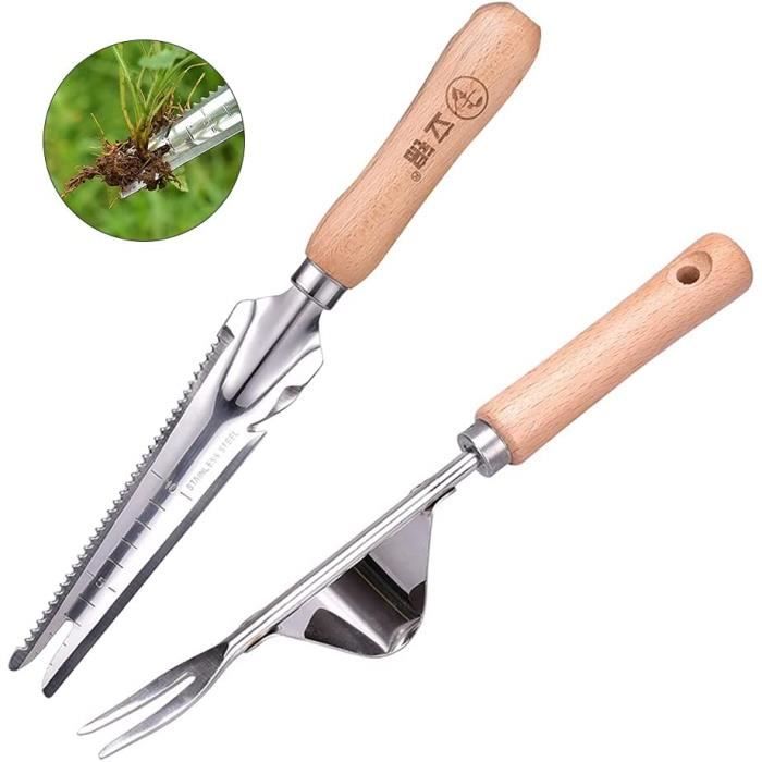 Outil Désherbage Manuel, 2 Pcs Désherbeur à Main de Jardin, Désherbeur ...