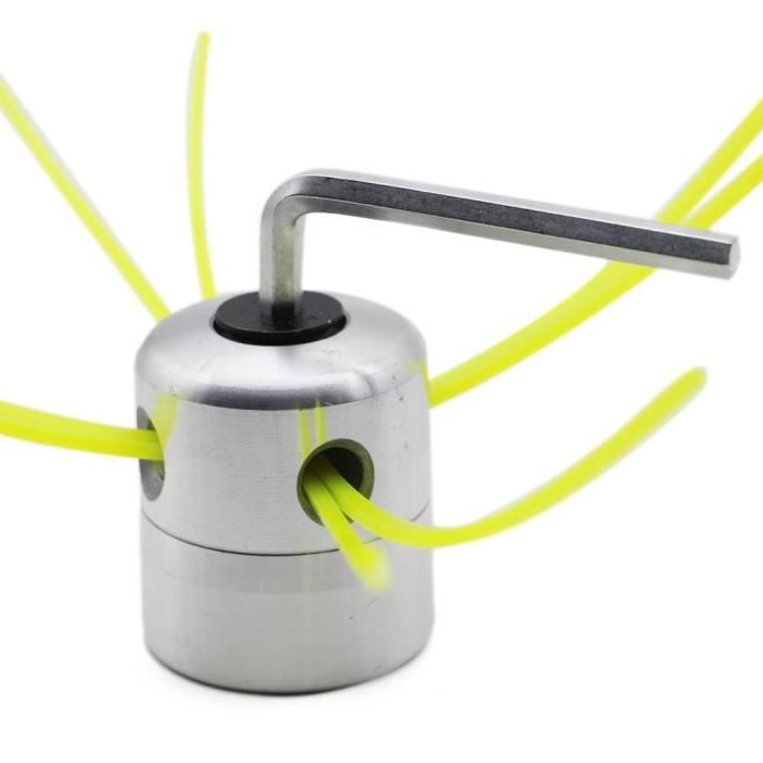 Tête de tondeuse universelle - Aluminium - Débroussailleuse à essence - 1 clé hexagonale - 4 ...