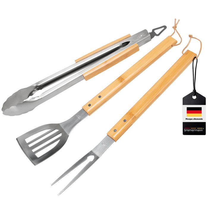 Bremermann Couverts à barbecue, set de 3 | Acier inoxydable avec ...