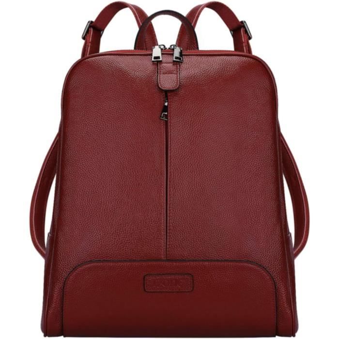 14 Inch Laptop Women Genuine Leather Backpack Fashion Rucksack Purse ...