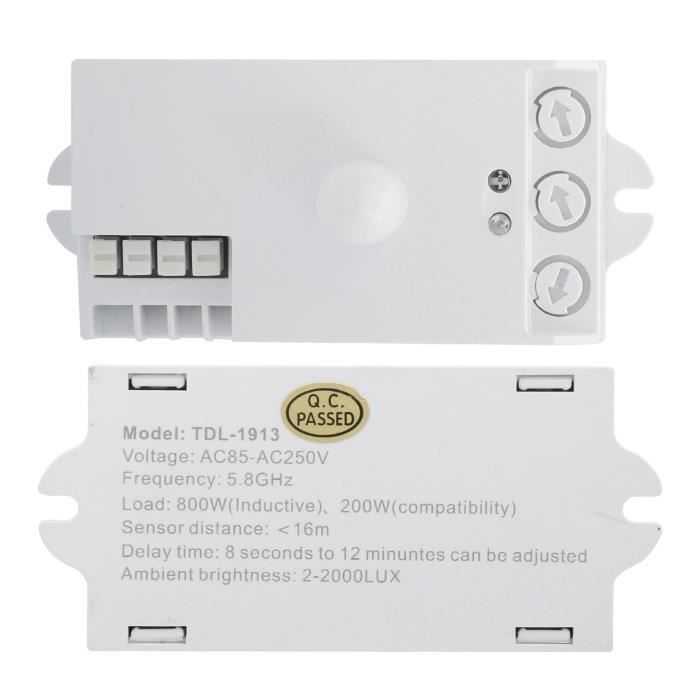 EJ.life Interrupteur Capteur Micro-Ondes Blanc Pur PVC TDL‑1913 5.8GHz ...