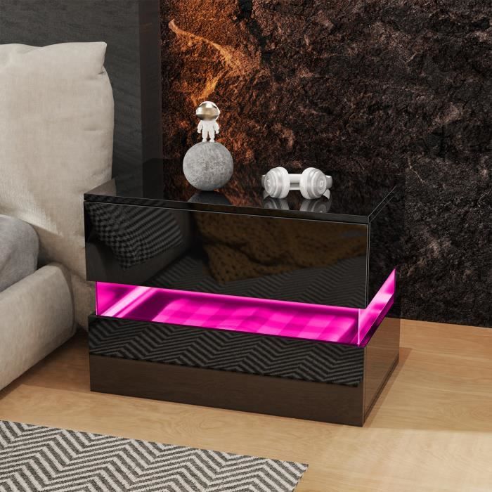 LDSZXNE Tables de Chevet avec LED d'éclairage RVB-Table de Nuit ...