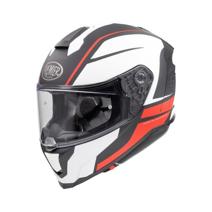 Casque moto intégral 92 BM Premier Hyper - blanc/noir/rouge - 2XL ...