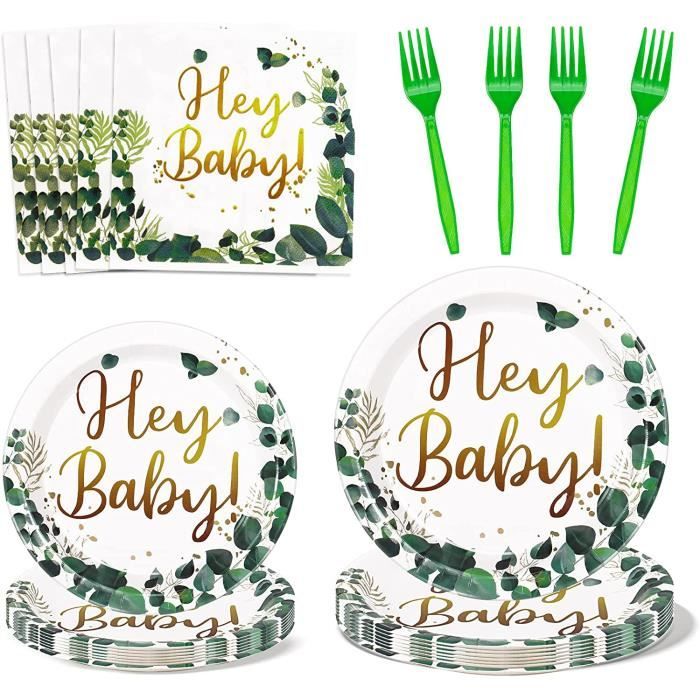 Nkaiso Vaisselle de fete, 96 Pièces Baby Shower Fournitures de Fête D ...