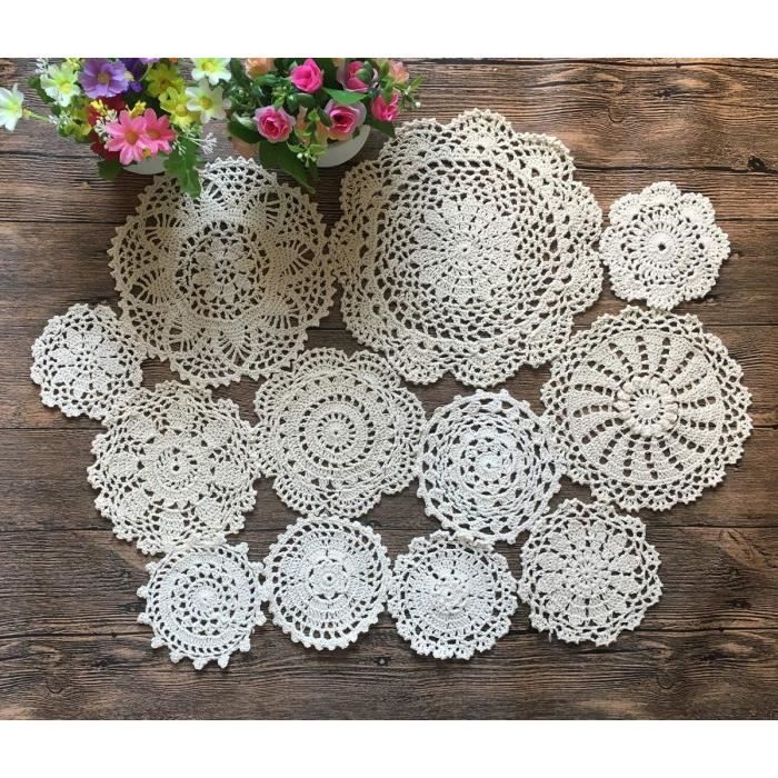 Lot de 12 Napperons en Crochet à la Main Napperons en Dentelle au ...