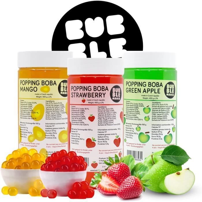 Fruit Popping Boba Pearls pour Bubble Tea Mix - Lot de 3 perles de ...