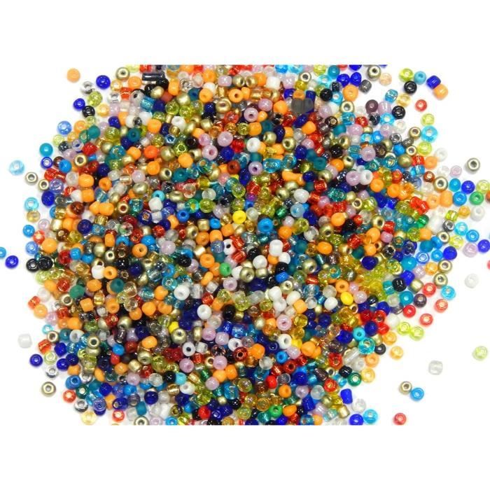 Lot de 3300 perles de rocaille, en verre de 3 mm, couleurs mélangées, 8 ...