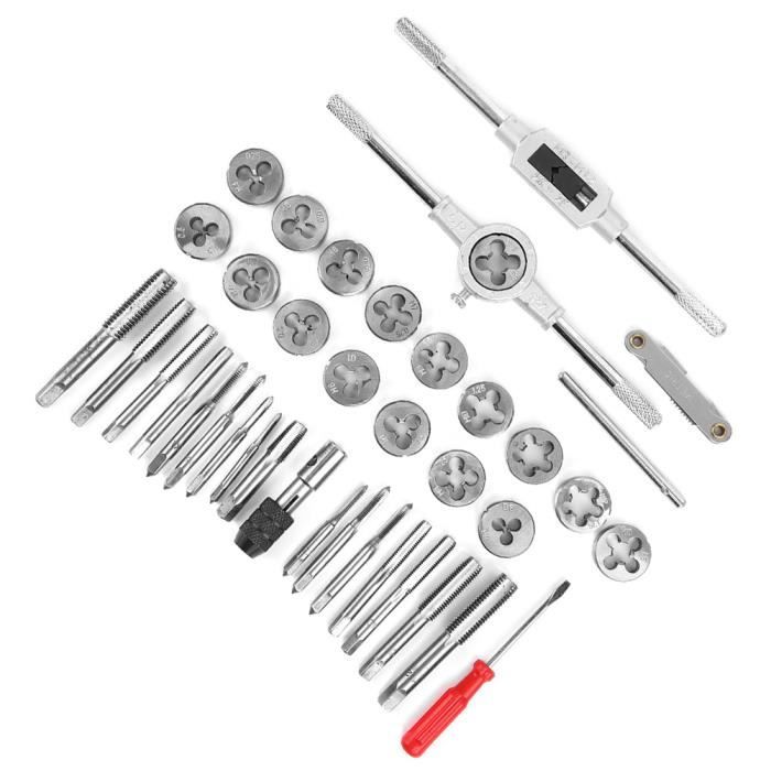 Ensemble de tarauds et matrices en acier allié haute résistance VBESTLIFE - 40 pièces - clé à ...