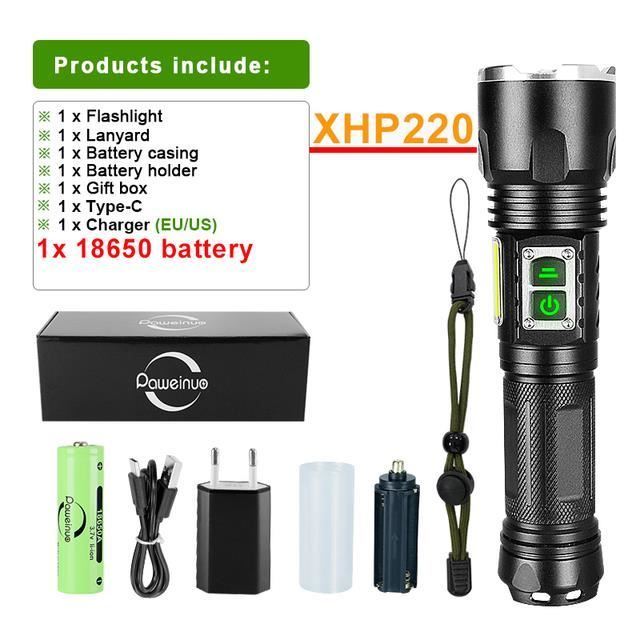 Torche puissante,Package XHP220B-BOX-Powerful Flashlight--2000000lm ...