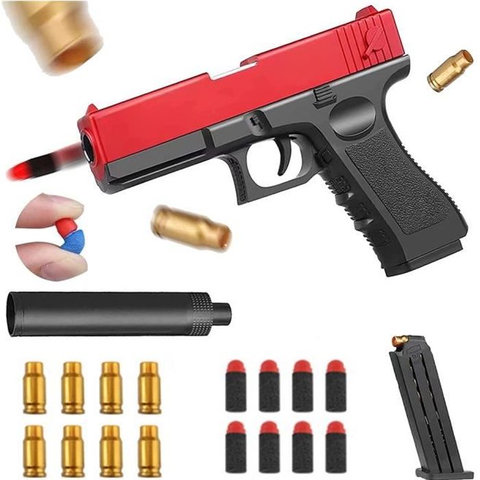 M1911 Shell Ejection Soft Bullet Toy Gun,Pistolet à Balle Molle avec Chargeur Et Silencieux ...