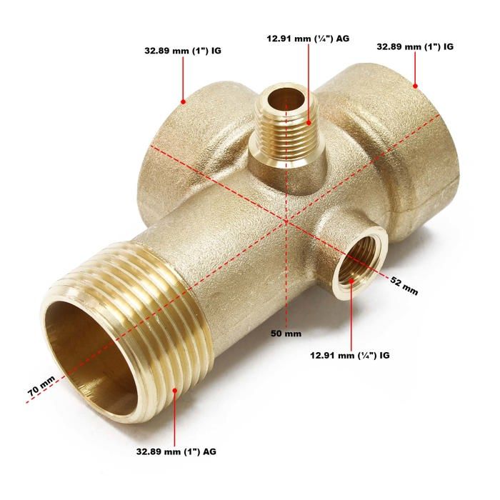 Raccord en laiton 5 voies DN25 1" DN13 1/4"Réservoir à vessie réservoi - Cdiscount Sport