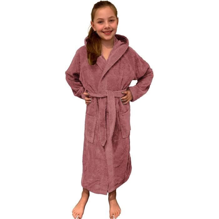 Peignoir Bain Enfant - Robe Sortie De Bain En Coton Avec Capuche Poches ...