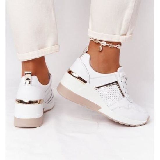 Baskets compensées pour femmes - ECELEN - Lacets - Plate-forme ...