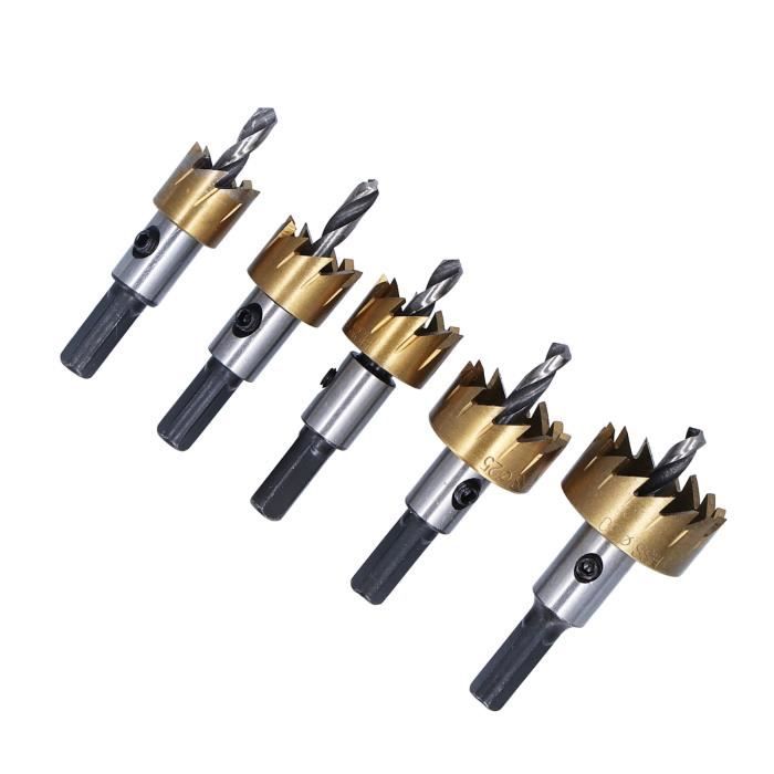 DEX Kit Scie-cloche Métal 5Pcs Acier Haute Carbone 16 18.5 20 25 30mm ...