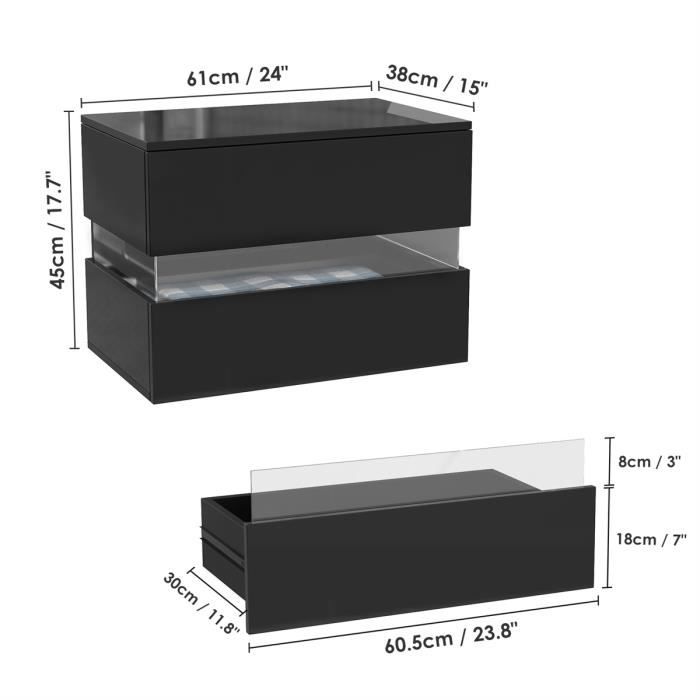 LDSZXNE Tables de Chevet avec LED d'éclairage RVB-Table de Nuit ...