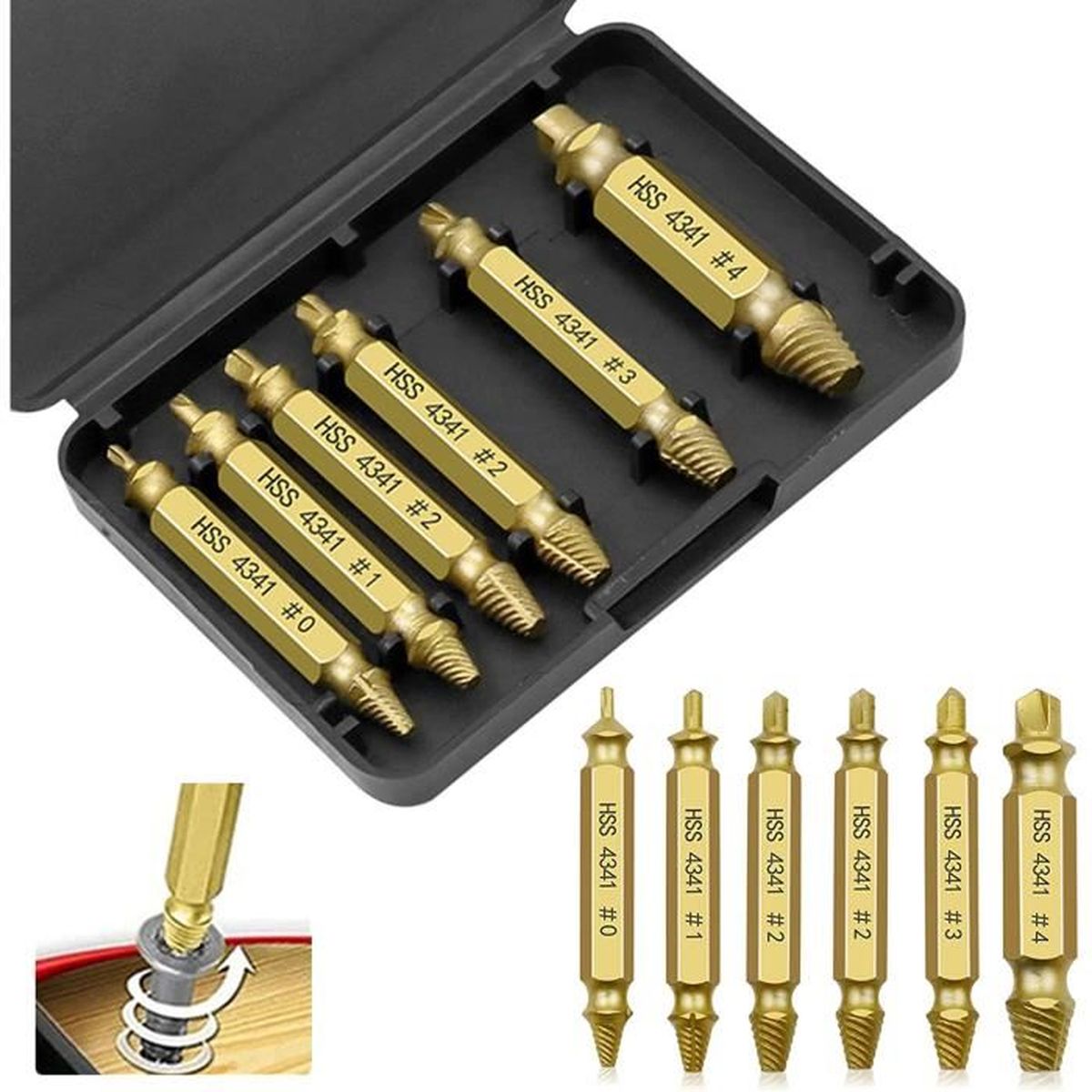 Extracteurs De Vis Kit 6pcs Damaged Screw Remover Endommagé Vis ...
