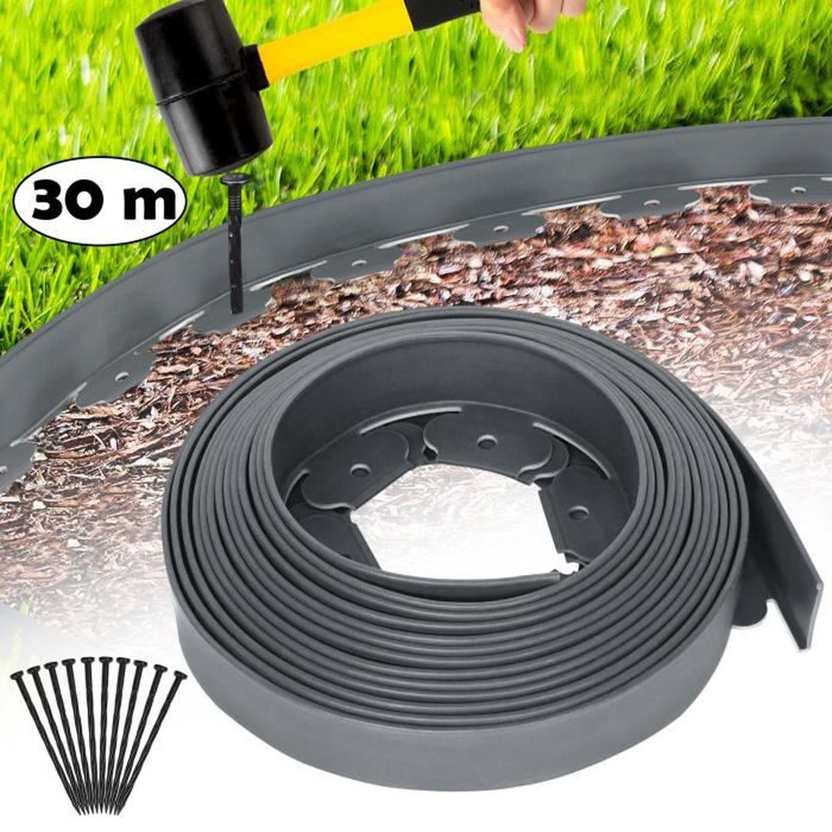 LZQ Bordure de pelouse, Bordure de jardin, pelouse parterre, rebord de jardin en plastique ...