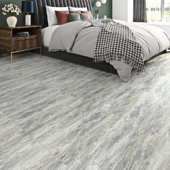 Sol Pvc Adhesif Revêtement De Sol Effet Béton 30X60Cm 5 Dalles Pvc ...