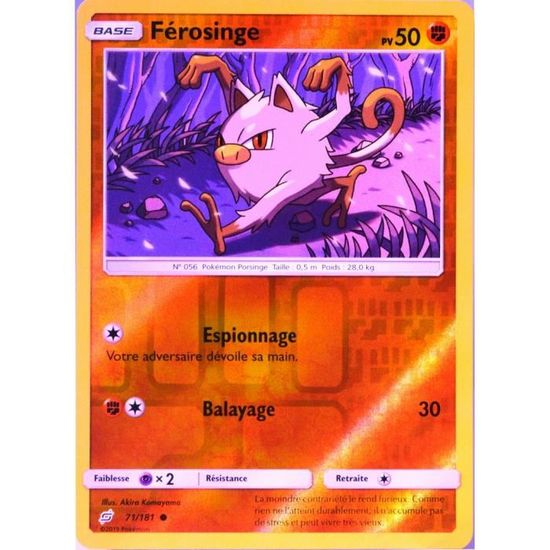 Carte Pokémon 71-181 Férosinge 50 PV - REVERSE SL9 - Soleil et Lune ...
