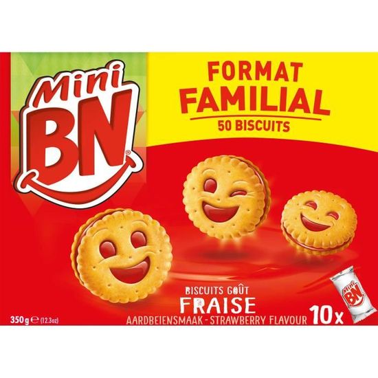 LOT DE 4 - BN - Biscuits Mini BN Fraise Format Familial - boite de 10 ...