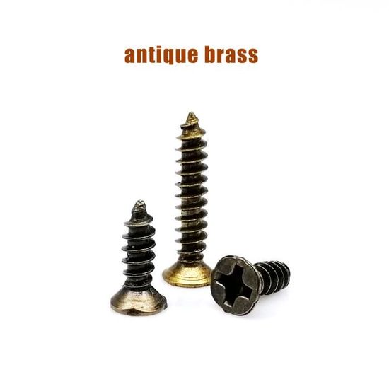 Antique brass-2.6x6mm -Mini vis à bois autotaraudeuse, 200X M2 M2.6 M3, petite taille, argent ...