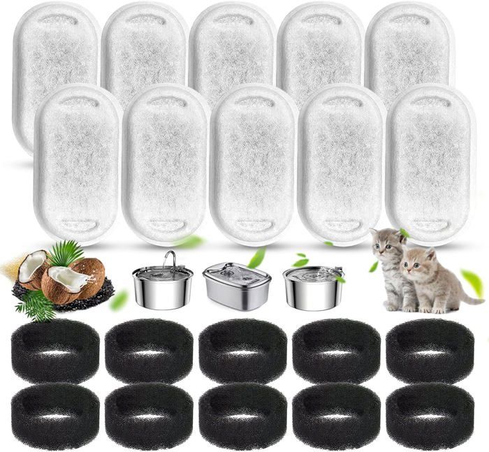 Filtres Pour Fontaine À Eau Pour Chat, 20 Packs Filtre Fontaine Chat ...