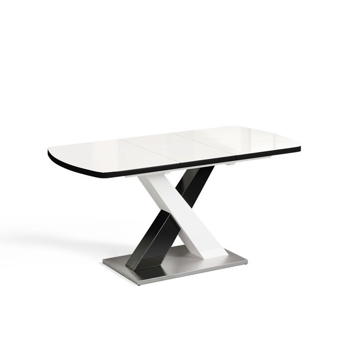 Table de salle à manger Chinto, 120x80cm extensible, noir/blanc, Blanc ...