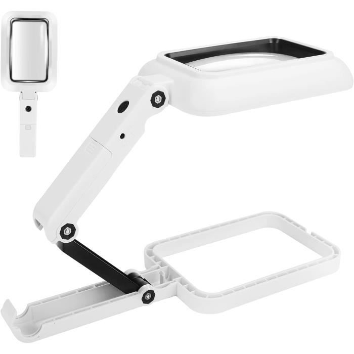 Loupe de Lecture, 2 in 1 Loupe Eclairante avec 18 LED Lumière 3 Modes de Couleur Loupe sur Pied ...