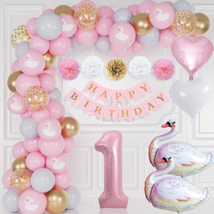 Deco Anniversaire Fille 1 An, Rose Arche Ballon Anniversaire 1 An ...