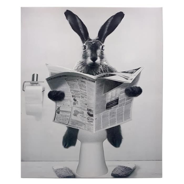 Lapin Poster Humoristique Pour WC,Toile Noir et Blanc Art Mural,Bunny ...
