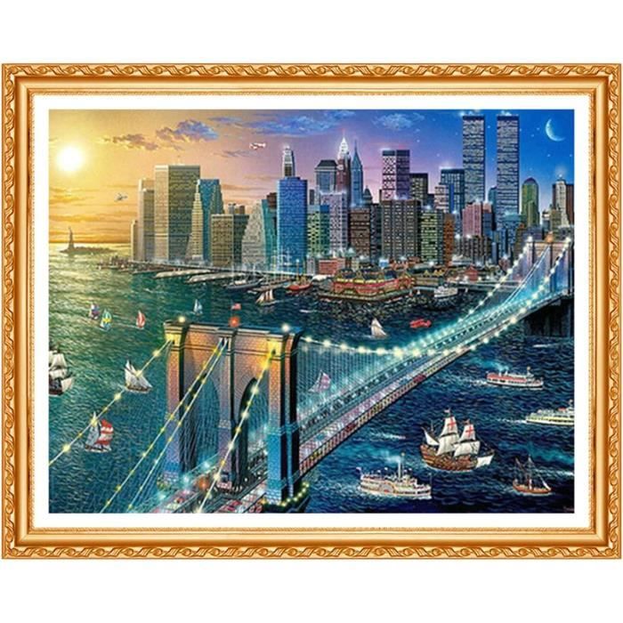 Peinture Diamant Pont De Brooklyn,New York,Peinture Numero Adulte,5D ...