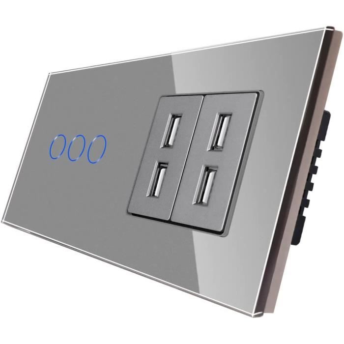 LI-Interrupteur tactile avec 4 ports USB 2,4 A - Interrupteur tactile ...