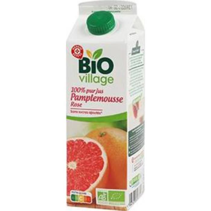 Bio Village 100% pur jus de Pamplemousse Rose 1L - Cdiscount Au quotidien