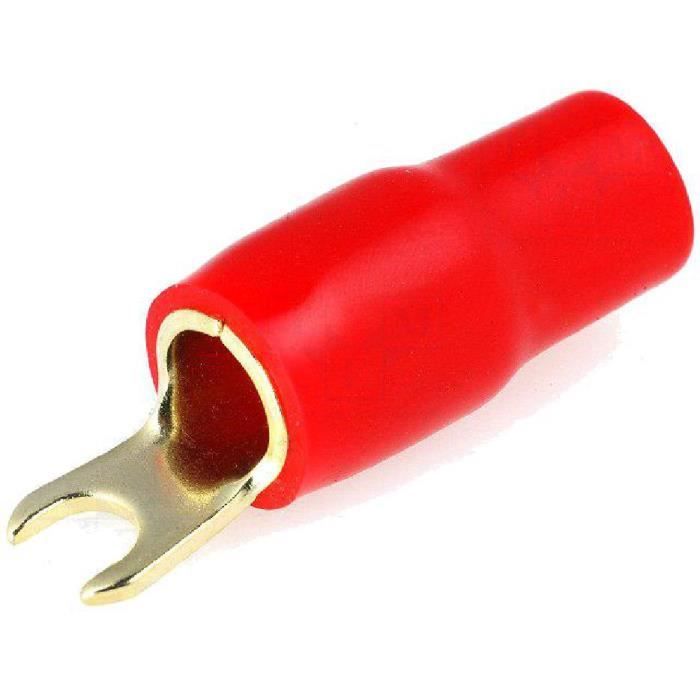 50x Connecteurs Fourche M4 20mm2 - Dore Isole rouge - Cdiscount Auto