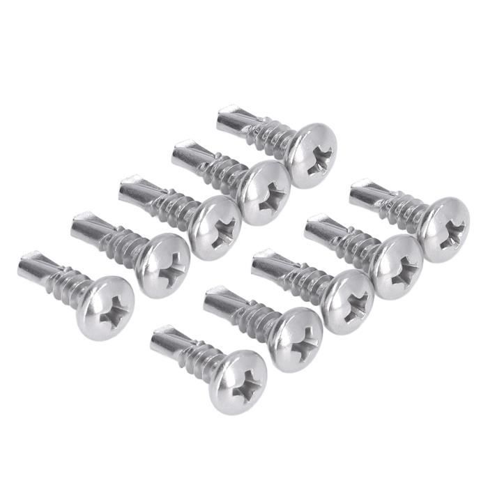 URB--Vis autoperceuse - 200 pcs vis auto-perceuse tête ronde 410 attaches en acier inoxydable ...