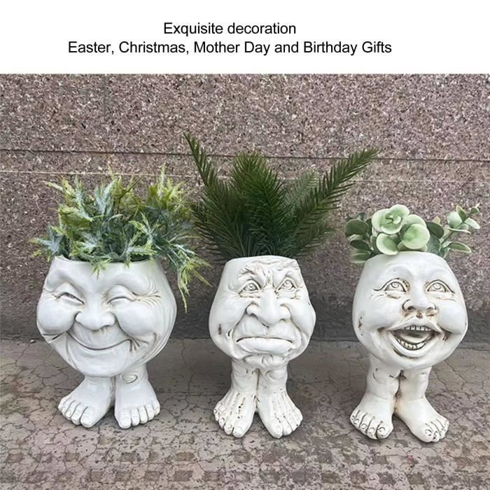 Pot de sculpture de visage drôle Funny Face Sculpture Pot Résine ...