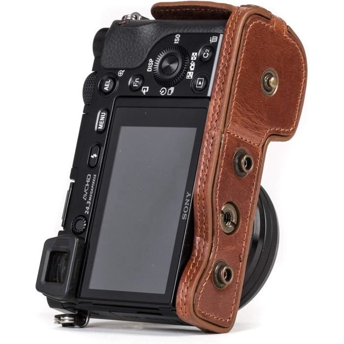 Étui de protection en cuir véritable MegaGear pour Sony Alpha A6300 ...