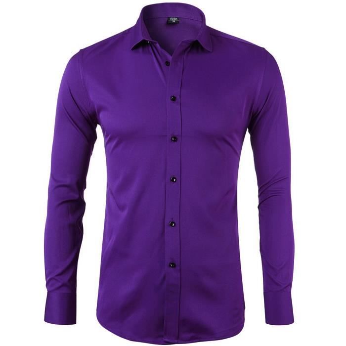 Chemise Homme en Bambou - Manches Longues - Violet - Slim - Adulte Violet - Cdiscount Prêt-à-Porter