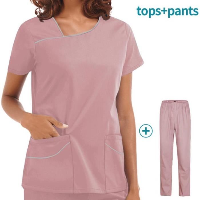 BLOUSE PROFESSIONNELLE Tshirt + Pantalon Uniforme d'infirmière Travail ...