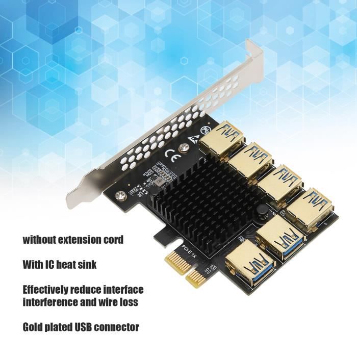 JIA Carte de montage PCI E 1 à 6 Riser Card IC Dissipateur Plaqué Or ...