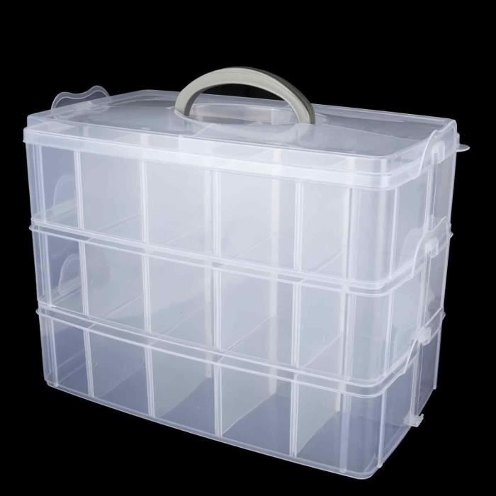 Boite De Rangement 3 Étages Empilable En Plastique Transparent, Boite ...
