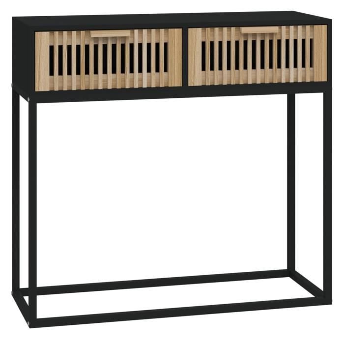 ZHU Table console noir 80x30x75 cm bois d'ingénierie et fer Haute ...