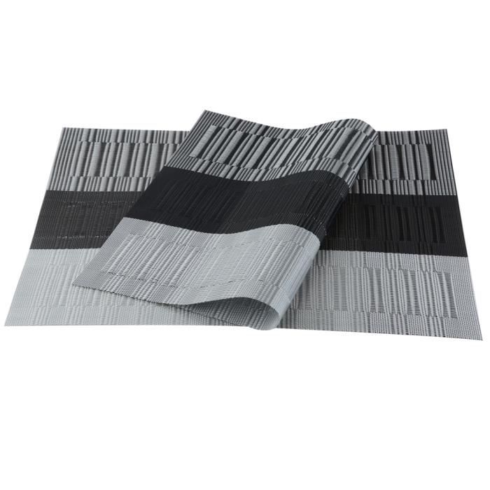 4 Sets de table PVC Napperons de table rectangulaires 45x30cm Gris ...