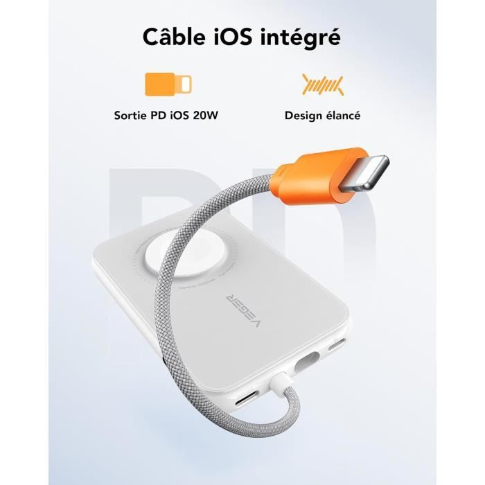 Batterie Externe 5000mAh, Mini Power Bank 20W PD Charge Rapide avec 3 ...