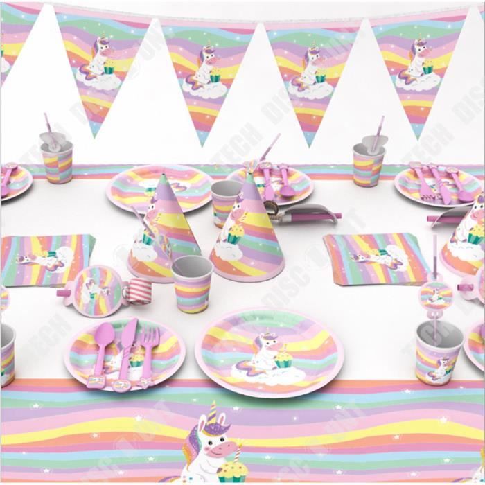TD® Kit de décoration de fête thème Licorne- Cône Chapeau Couteau ...