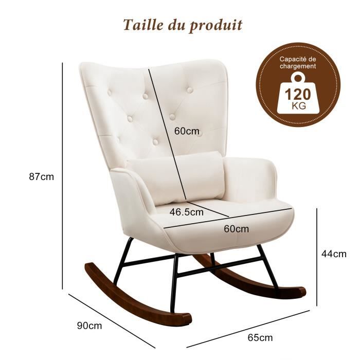 Fauteuil à Bascule Rocking Chair avec Support Lombaire Chaise berçante ...