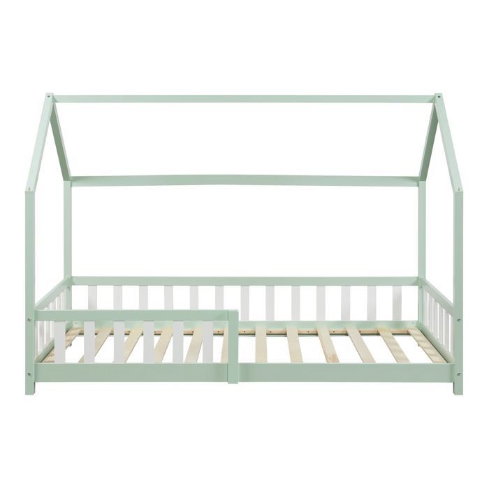 Lit cabane Hesel pour enfants bois de pin 90 x 200 cm vert menthe ...